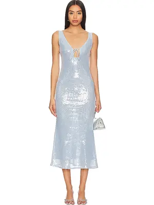 Bardot Sequin Midi Dress Light Blue
