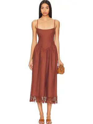 Tularosa Lexi Midi Dress - Chocolate Brown