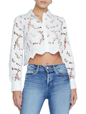 L'Agence Seychelle Floral Eyelet-embroidered Shirt - White
