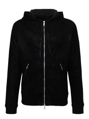GIORGIO BRATO Suede Hooded Jacket - Black