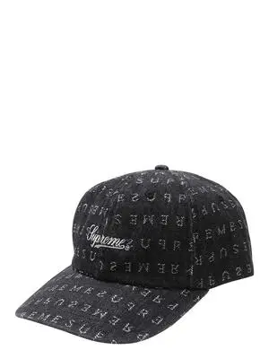 Supreme Jacquard Logos Denim Six-panel Hat - Black