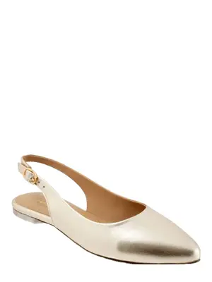 Trotters Trotters Evelyn Pointed Toe Slingback Flat Champagne