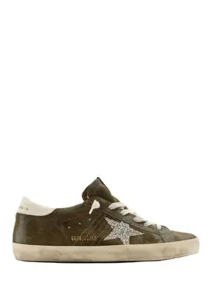 GOLDEN GOOSE Super-star Glittered Suede Sneakers - Green