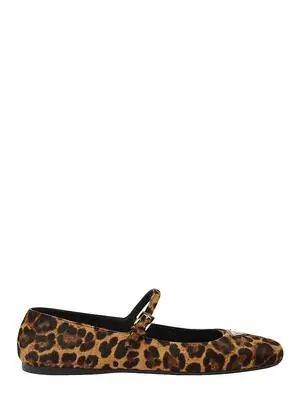 Prada Leopard Mary Jane Ballerina Flats - Miele