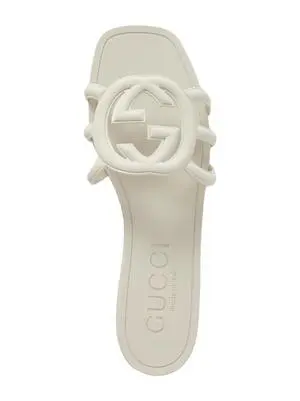Gucci Interlocking G Rubber Slides - Gray