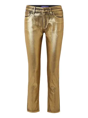 Ralph Lauren Metallic Coated Skinny Jeans - Gold