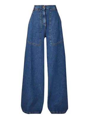 Etro High-Rise Wide-Leg Cargo Jeans Mid Denim