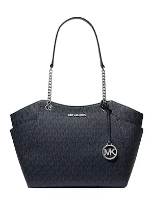 Michael Kors Jet Set Large Signature Logo Shoulder Bag - Blue
