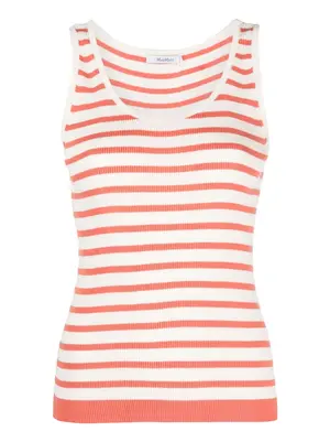 Max Mara Striped Knitted Tank Top - White