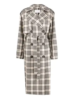 Sportmax Check-pattern Belted Coat - Neutrals