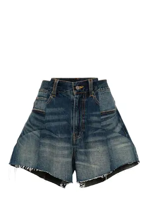 JNBY Logo-patch Denim Shorts - Blue