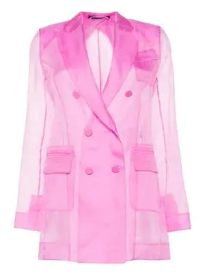 Max Mara Negrar Silk Double-breasted Blazer - Pink