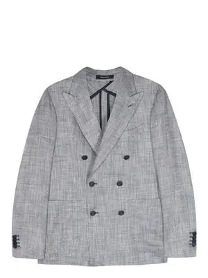 Tagliatore Double-breasted Herringbone-pattern Blazer - White