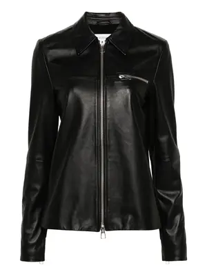 Sportmax Zipped Leather Jacket - Black