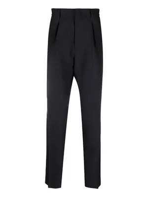 Fendi Ff-jacquard Tapered Wool Trousers - Blue