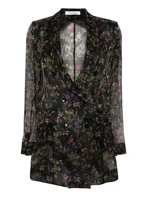 Max Mara Floral-print Silk Blazer - Black
