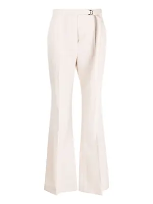 Fendi High-waisted Wool Flared Trousers - Neutrals