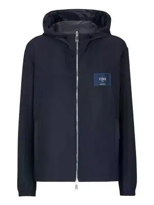 Fendi Reversible Logo-patch Hooded Jacket - Blue