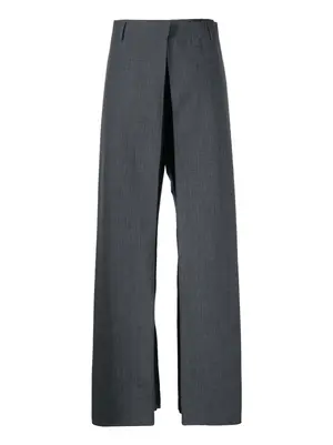 Fendi Layered Virgin Wool Trousers - Grey