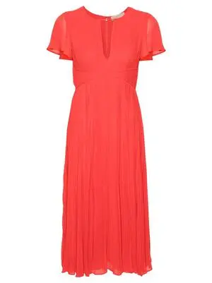 Michael Kors Pleated Midi Dress - Red