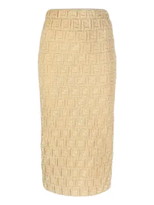 Fendi Ff-motif Pencil Skirt - Gold