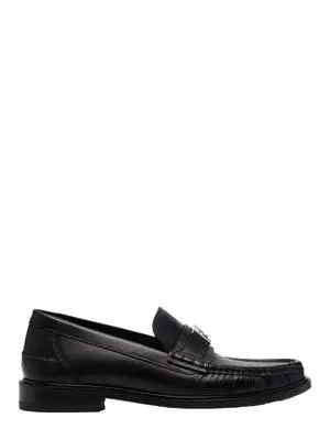 Fendi Logo-plaque Leather Loafers - Black