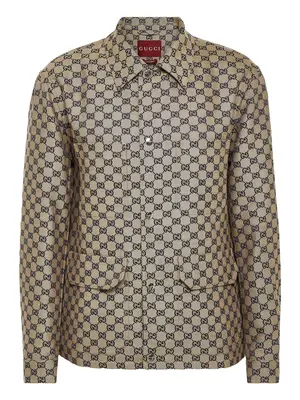 Gucci Gg Linen-blend Canvas Jacket - Blue