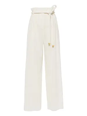 Loro Piana Tristin Checked Cotton-blend Wide-leg Pants - White