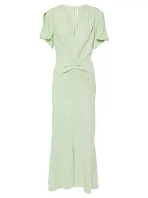 Victoria Beckham Gathered Midi Dress - Green