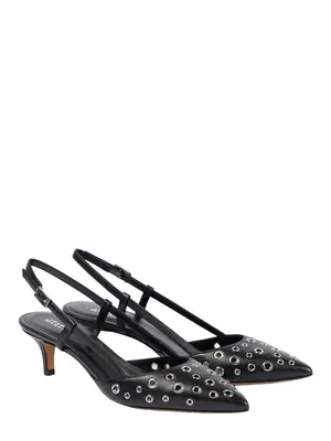 Isabel Marant Pilia Leather Slingback Pumps - Black
