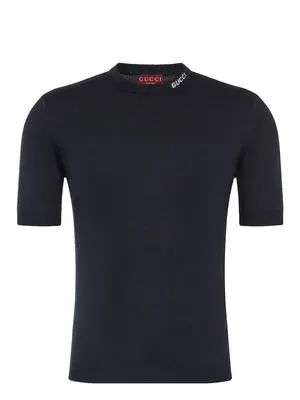 Gucci Logo Silk And Cotton T-shirt - Blue