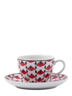 Prada Set Of Four Porcelain Espresso Cups Vienna Red - Black/red