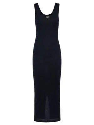 Ribbed Knit Cotton Dress - Blue