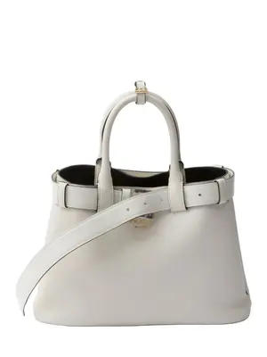 Prada Small Leather Handbag With Belt - White/black