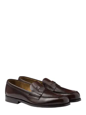 Prada Brushed Leather Loafers - Sienna