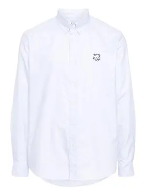 Maison Kitsuné Logo-appliqué Cotton Shirt - Blue