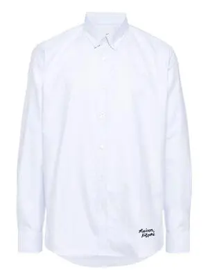 Maison Kitsuné Logo-embroidered Cotton Shirt - Blue