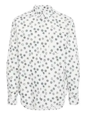 Maison Kitsuné Graphic-print Cotton Shirt - Blue
