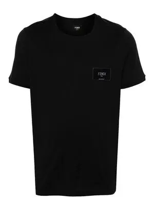 Fendi Logo-appliqué Cotton T-shirt - Black