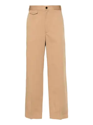 Gucci Web-detail Cotton Trousers - Neutrals