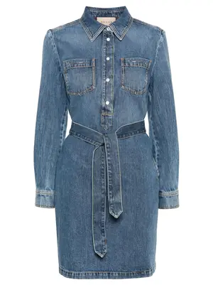 Gucci Horsebit Detail Denim Shirt Dress - Blue