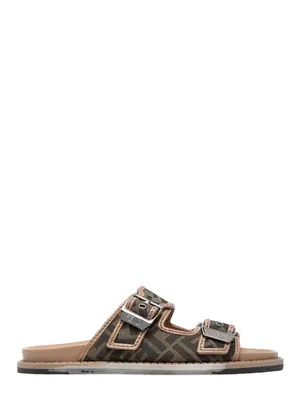 Fendi Ff-jacquard Sandals - Brown
