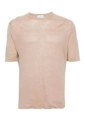 BALLANTYNE Short-sleeved Linen T-shirt - Neutrals