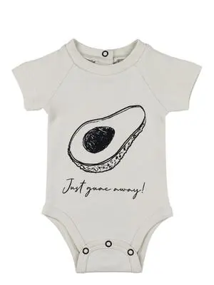 L'OVEDBABY Organic Cotton Graphic Bodysuit - Stone Avocado
