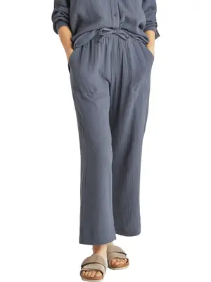 Splendid Adele Cotton Gauze Drawstring Pants Washed Ash Navy