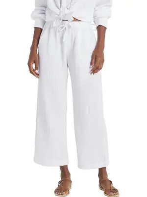 Splendid Adele Cotton Gauze Drawstring Pants - White