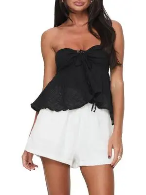 Princess Polly Summer Nights Strapless Top - Black Low Impact