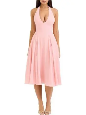 House Of Cb Solada Floral Halter Midi Sundress - Peach Pearl