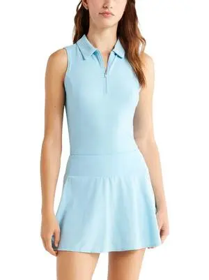Zella Zella Replay Half Zip Polo Tank Blue Sky