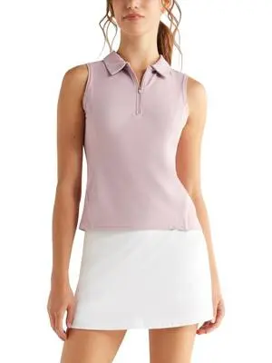 Zella Replay Half Zip Polo Tank - Purple Dawn